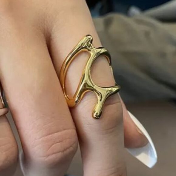 REVOLVE | Jewelry | New Cleo Modernist Gold Abstract Organic Shape Ring Os Adjustable | Poshmark